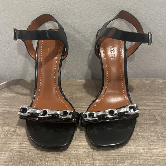Coach | Shoes | Coach Black With Silver Buckle High Heel Ankle Strap ...